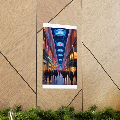 High Street Shoppers Futuristic Matte Vertical Posters – Gem & Drape